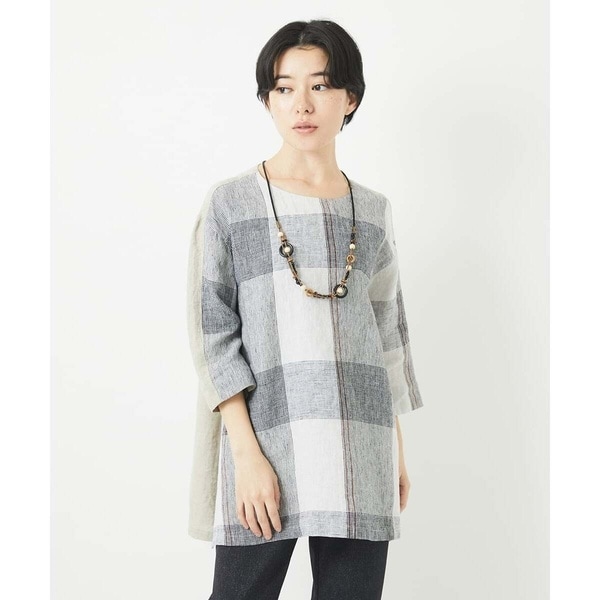 ジャンニ・ロ・ジュディチェ（GIANNI LO GIUDICE）/リネンチェックプルオーバーブラウス