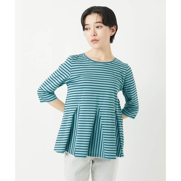 ジョルジュ・レッシュ（ES RECH）/[日本製]ボーダーペプラム7分袖カットソー