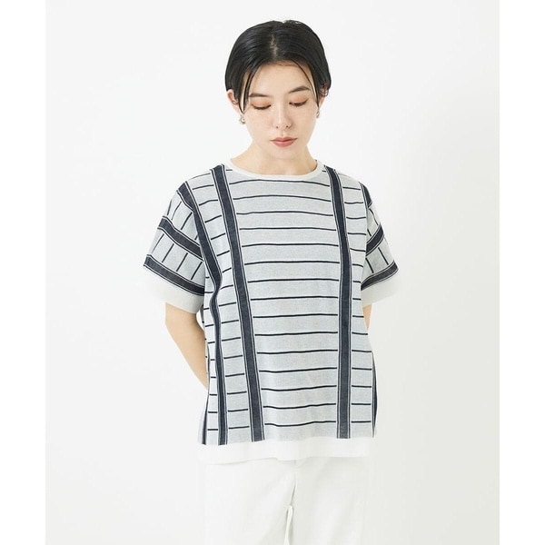 ジョルジュ・レッシュ（ES RECH）/ジャガードストライプ幾何柄シアーニット