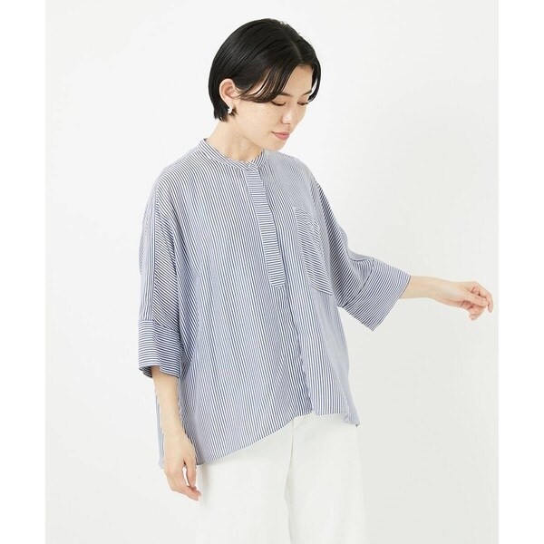 ジョルジュ・レッシュ（ES RECH）/[吸湿速乾性/通気性] [日本製]バンドカラードルマンスリーブブラウス