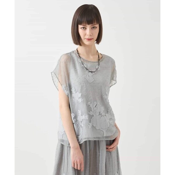 ヒロコビス（hirokobis）/【小さいサイズ】ドットフラワージャカードブラウス