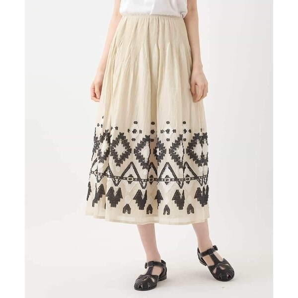 ヒロコビス（hirokobis）/【小さいサイズ】エスニックモチーフシャーリングスカート