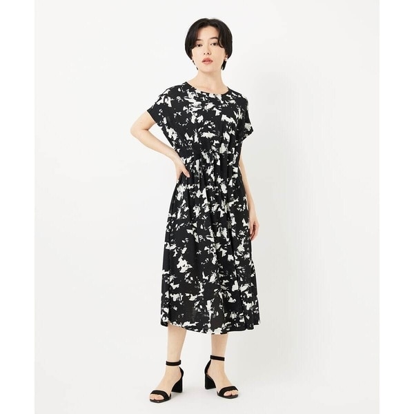 ジョルジュ・レッシュ（ES RECH）/[日本製]ブラッシュパターンフレンチスリーブワンピース