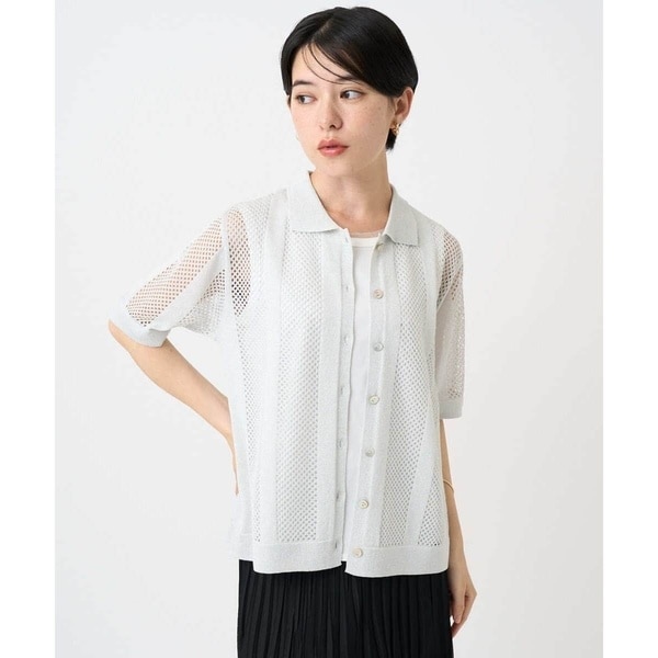 ジョルジュ・レッシュ（ES RECH）/ラメ襟付きシアーメッシュニット羽織