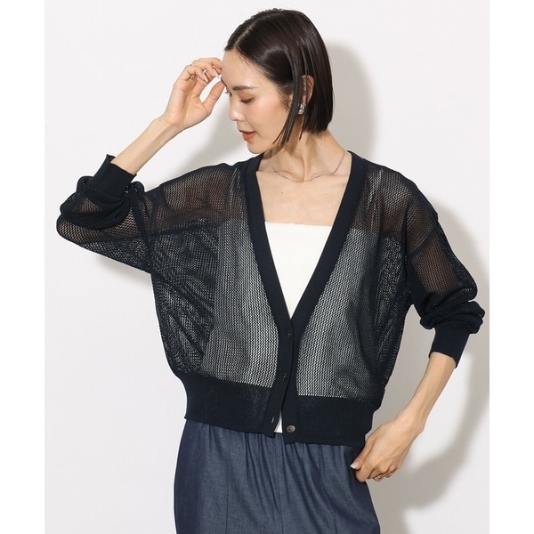 ミッシェルクラン（MICHEL ）/[小さいサイズ]メッシュカーディガン(ホールガーメント)
