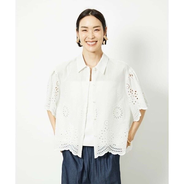 ミッシェルクラン（MICHEL ）/[小さいサイズ]ボーラーレースブラウス