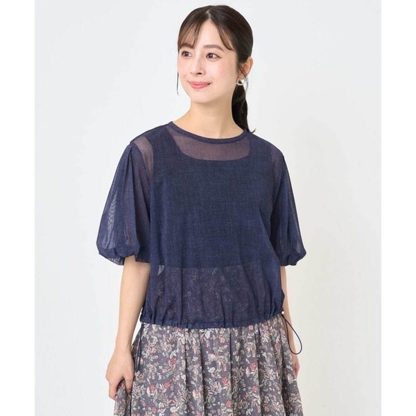 MK ミッシェルクラン（MK MICHEL  ）/【小さいサイズ】デニム調シアーブラウス/洗濯機で洗える