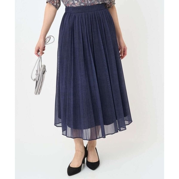 MK ミッシェルクラン（MK MICHEL  ）/【小さいサイズ】デニム調シアープリーツスカート/洗濯機で洗える