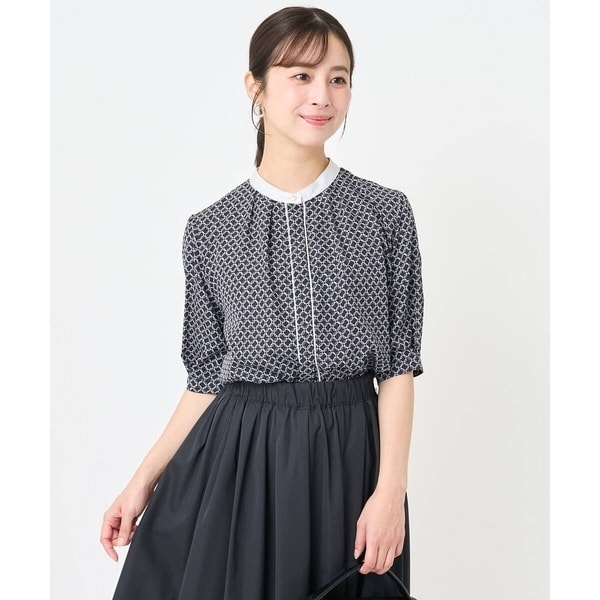 MK ミッシェルクラン（MK MICHEL  ）/【小さいサイズ】幾何プリント配色ブラウス/接触冷感/洗濯機で洗える