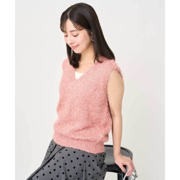 MK ミッシェルクラン（MK MICHEL  ）/【小さいサイズ】ラメシャギーニットジレ/前後2way/洗える