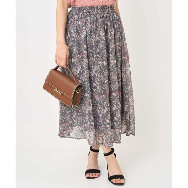 MK ミッシェルクラン（MK MICHEL  ）/【小さいサイズ】フラワードットプリントシフォンスカート/丈の長さが選べる/洗濯機で洗える…