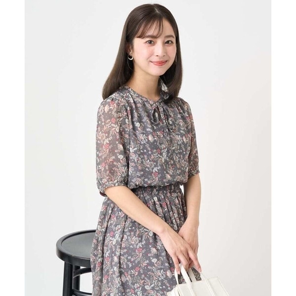 MK ミッシェルクラン（MK MICHEL  ）/【小さいサイズ】フラワードットプリントシフォンブラウス/洗濯機で洗える