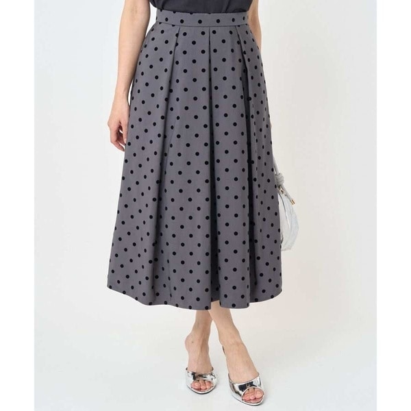 MK ミッシェルクラン（MK MICHEL  ）/【小さいサイズ】フロッキードット柄タックスカート/洗える