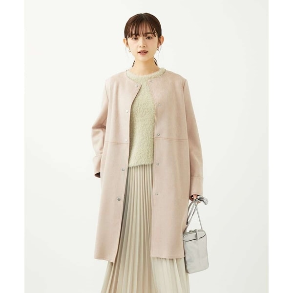 MK ミッシェルクラン（MK MICHEL  ）/【小さいサイズ】フェイクスウェードノーカラーコート/洗える