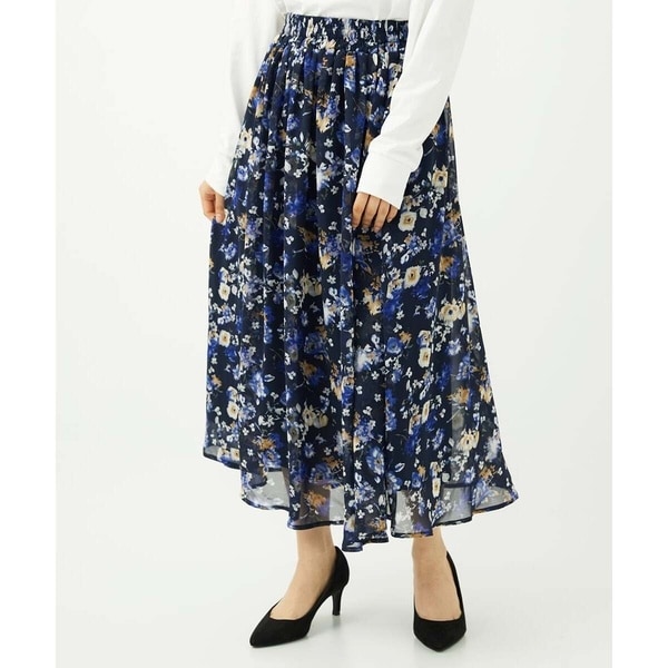 MK ミッシェルクラン（MK MICHEL  ）/【小さいサイズ】クラシックフラワープリント シフォンスカート/丈の長さが選べる/洗濯機で…