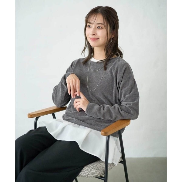 MK ミッシェルクラン（MK MICHEL  ）/【小さいサイズ】モールヤーンボートネックニット/洗える