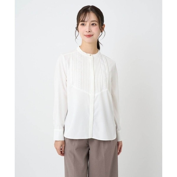 MK ミッシェルクラン（MK MICHEL  ）/【小さいサイズ】フロントピンタックレースブラウス/洗濯機で洗える