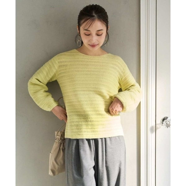 MK ミッシェルクラン（MK MICHEL  ）/【小さいサイズ】シアーボーダーボリュームパフスリーブニット/洗える