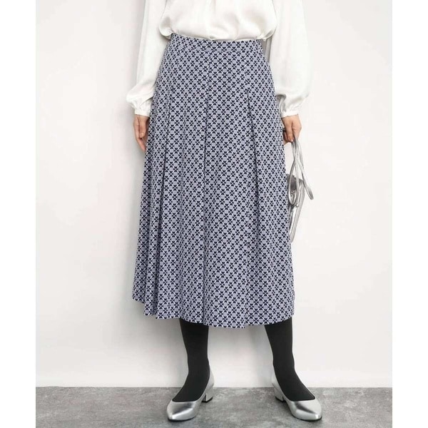 MK ミッシェルクラン（MK MICHEL  ）/【小さいサイズ】スクエア幾何柄フレアースカート/洗濯機で洗える