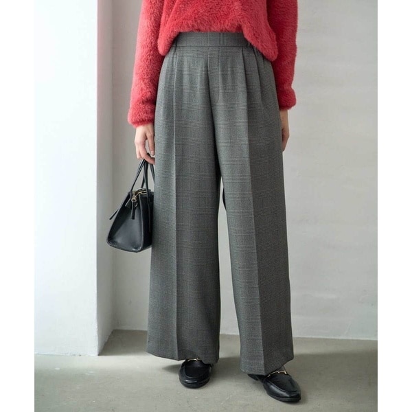 MK ミッシェルクラン（MK MICHEL  ）/【小さいサイズ】ストレートワイドシルエットパンツ（無地・チェック）/洗える