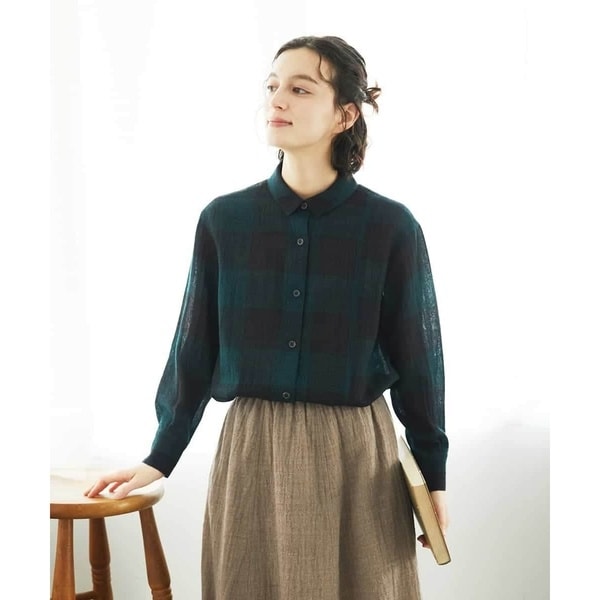 ジャンニ・ロ・ジュディチェ（GIANNI LO GIUDICE）/[日本製]リファインガーゼブロックチェックブラウス