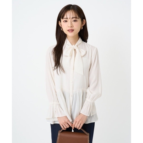 MK ミッシェルクラン（MK MICHEL  ）/【小さいサイズ】パウダーサテン ボウタイブラウス/洗濯機で洗える