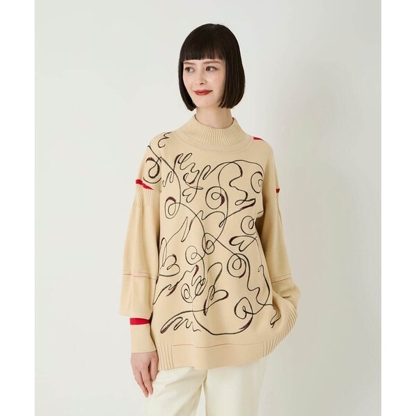 ヒロコビス（hirokobis）/【小さいサイズ】ニュアンス刺繍アクセントニットプルオーバー