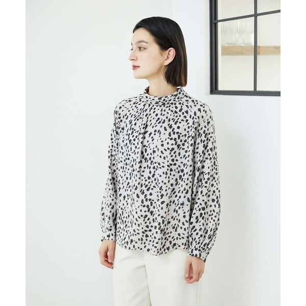 ジョルジュ・レッシュ（ES RECH）/[日本製/セットアップ対応]レオパードロールネックブラウス