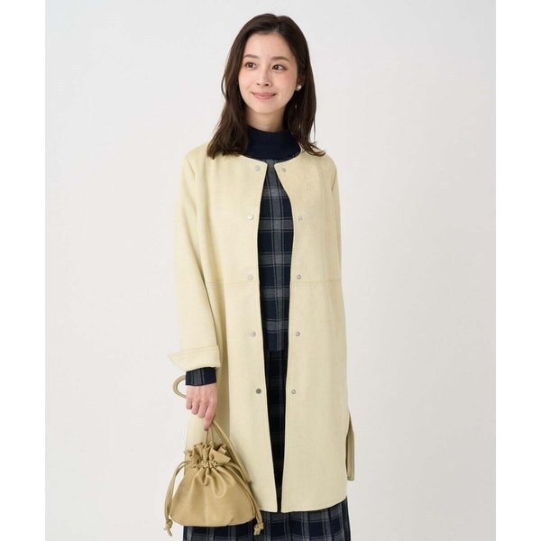 【NEW】MK ミッシェルクラン（MK MICHEL  ）/【小さいサイズ】フェイクスウェードノーカラーコート/洗える