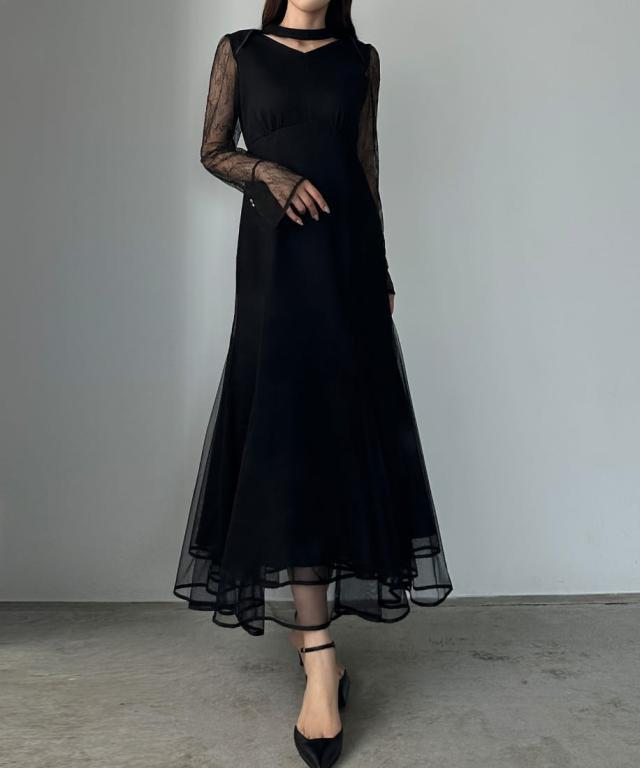 ルエレ（Louere）/Louere　チョーカーデザインチュールマーメイドワンピース