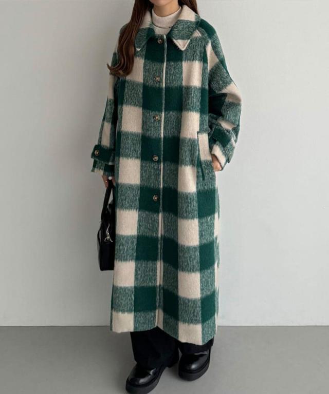 カラウティア（callautia）/callautia　シャギーチェックロングコート