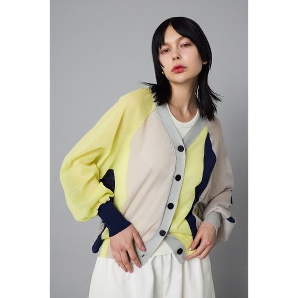 ヘリンドットサイ（HeRIN．CYE）/Color block sheer cardigan