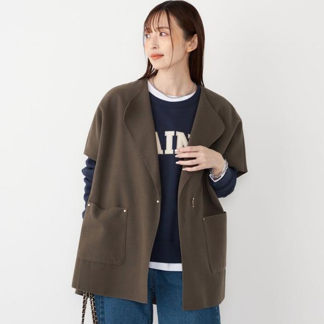 シップス カラーズ（SHIPS Colors）/SHIPS Colors:ダブルフェイス ウールライク オーバー ジレ