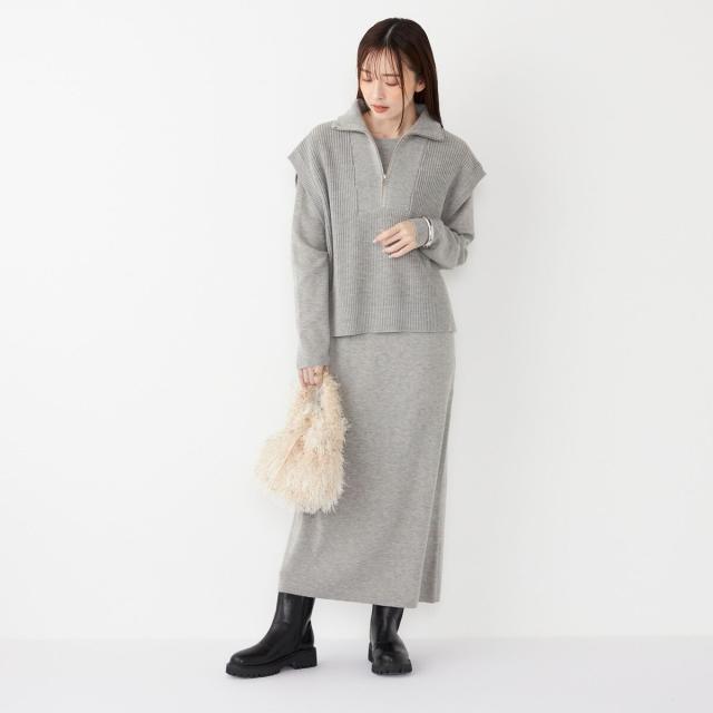 シップス カラーズ（SHIPS Colors）/SHIPS Colors:〈手洗い可能〉ベスト × ニット ワンピース セット◇