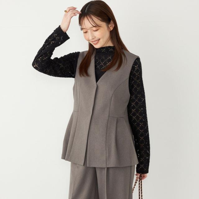 シップス カラーズ（SHIPS Colors）/《予約》SHIPS Colors:ウールライク ペプラム ベスト 2（セットアップ対応可能）◆