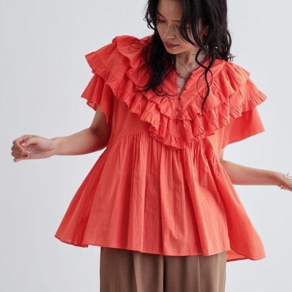 ギャレスト（GALLEST）/フリルレイヤードコットンブラウス