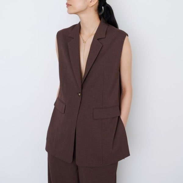 ギャレスト（GALLEST）/【セットアップ対応】リネンライクジレジャケット【カセット服通勤・オフィス】