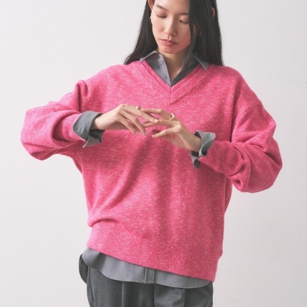 ギャレスト（GALLEST）/レイヤーネックメランジラメニット