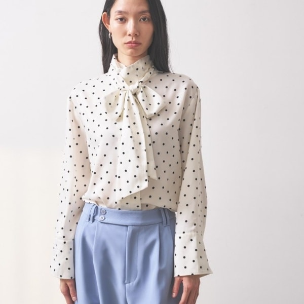 ギャレスト（GALLEST）/【オケージョン】サテンドットボウタイブラウス