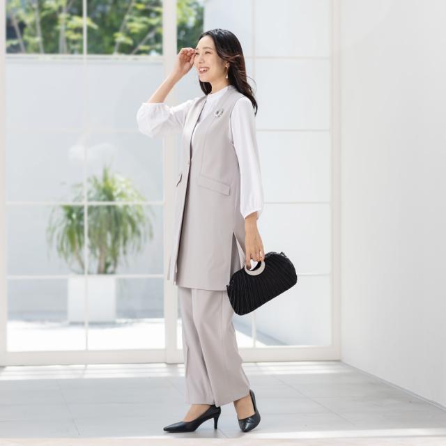 アッドルージュ（Addrouge）/【洗える / UVカット / ストレッチ】 ロング丈 ベストスーツ ジレ　S~4L