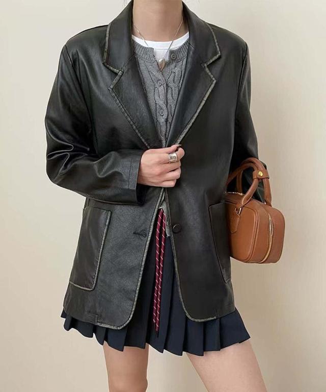 アイモハ（aimoha）/パイピングPUレザージャケット