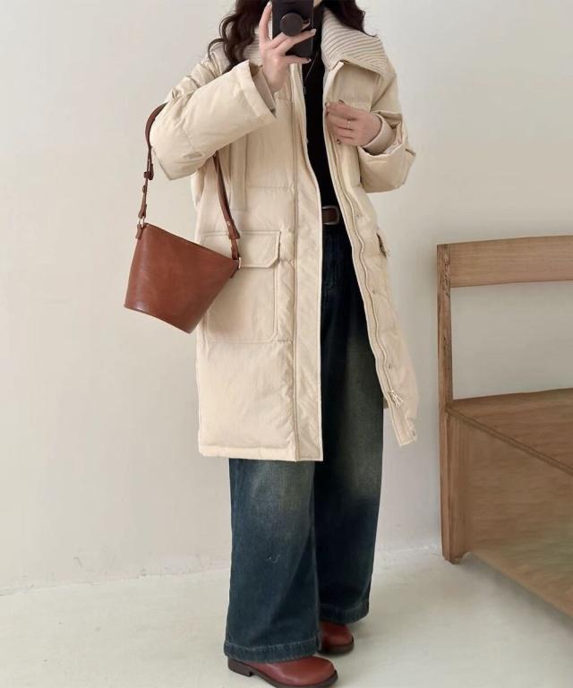 アイモハ（aimoha）/ニット衿ロングダウンコート