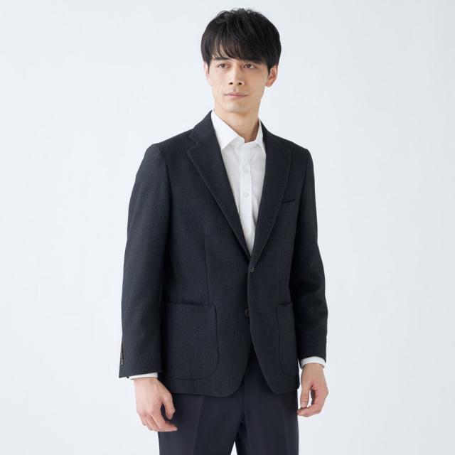 コナカ（konaka）/【stanley blacker】3釦ジャケット ネイビー×ヘリンボーン 軽量 ストレッチ