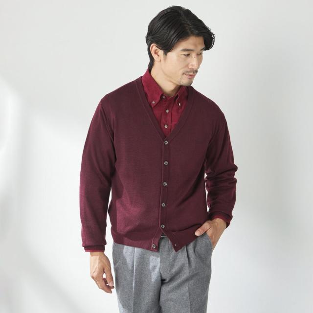 コナカ（konaka）/【stanley blacker】洗えるベーシックカーディガン ワイン 無地