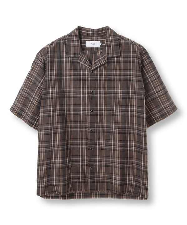 フューズ（FUSE）/マドラスチェックコットンオープンカラーシャツ