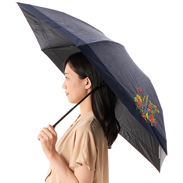 アクアスキュータム（AQUASCUTUM）/Aquascutum（アクアスキュータム）アクセント刺しゅう晴雨兼用パラソル(折りたたみ傘)