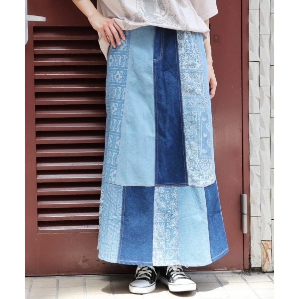 チチカカ（titicaca）/パッチデニムスカート(大きいサイズ)