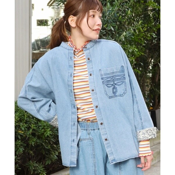 チチカカ（titicaca）/デザインステッチライトデニムドルマンシャツ