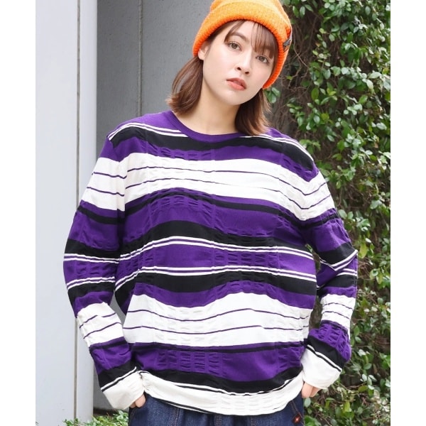 チチカカ（titicaca）/go slow caravan 歪んだボーダーニットロングTシャツ【WEB限定】