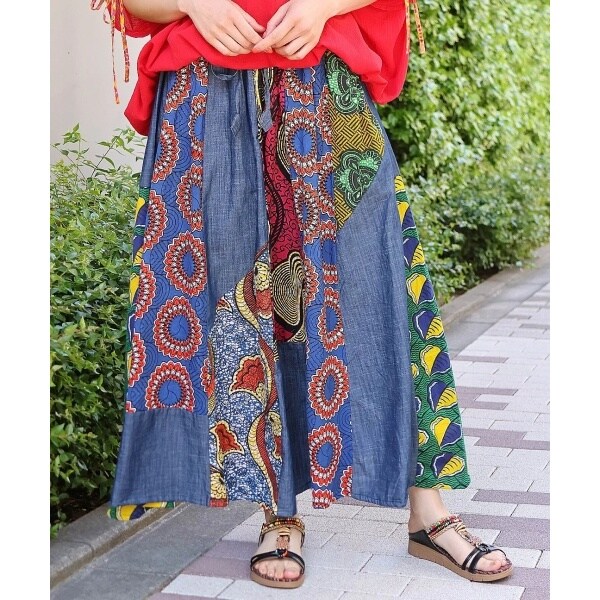 チチカカ（titicaca）/Shanti Shanti アフリカンデニムスカート【WEB限定】